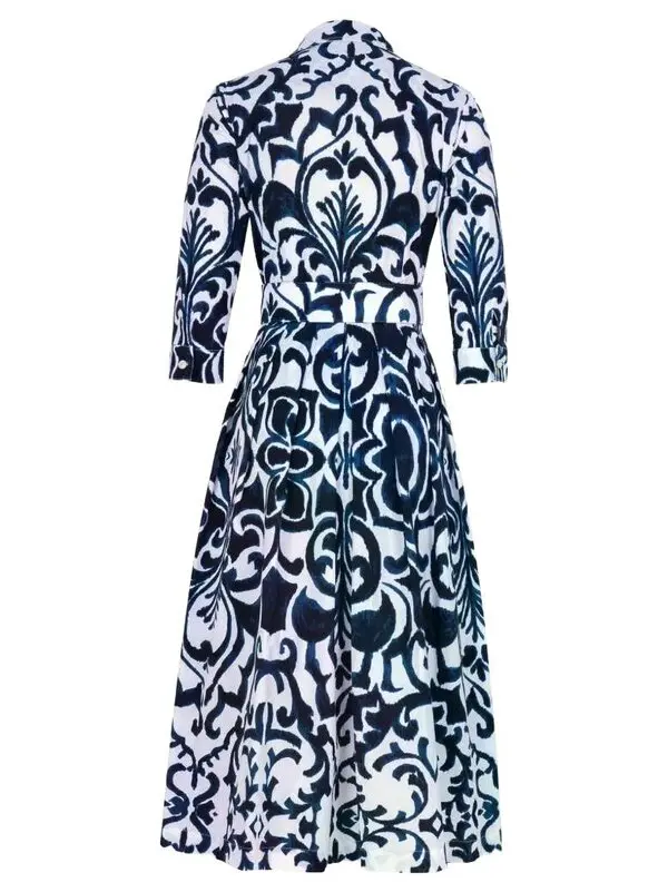 Samantha Sung Audrey Maiolica-print Midi Dress - Blue