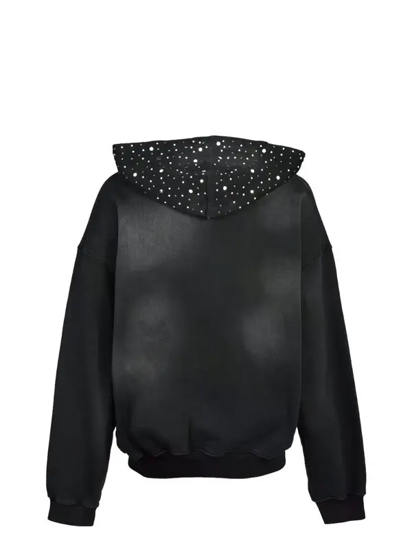 BREATH Rhinestone-embellished Faded Hoodie - Black