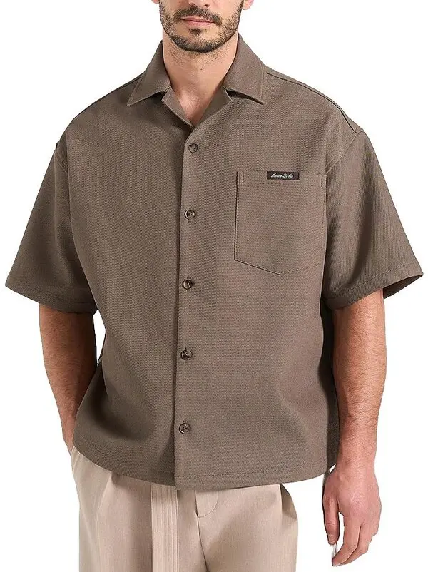 Manière De Voir Brook Signature Twill Boxy Shirt - Olive