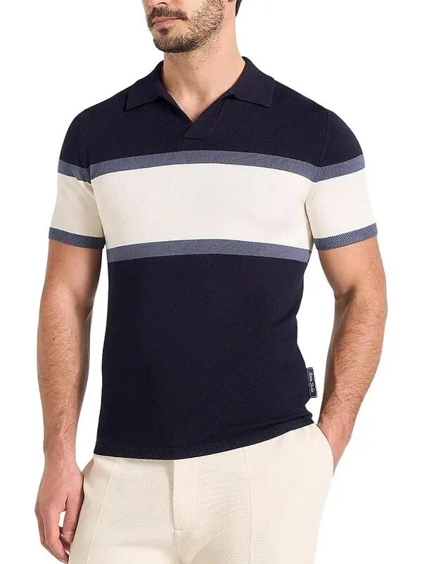 Manière De Voir Enzo Colour Block Polo - Navy