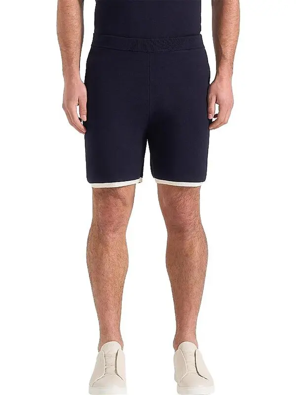 Manière De Voir Regis Contrast Detail Knit Shorts - Navy