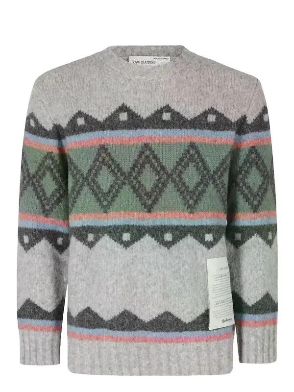 BALLANTYNE Fair Isle Knit Sweater - Grey