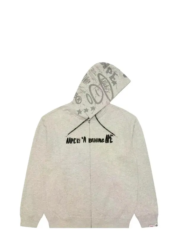 AAPE BY *A BATHING APE Graphic-print Zip-up Hoodie - Grey