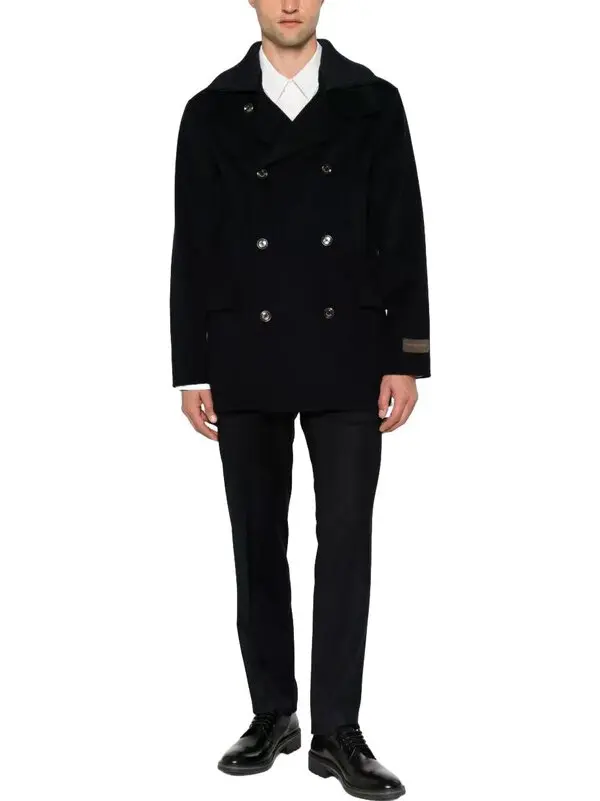 ON THE BUND Double-breasted Pea Coat - Blue