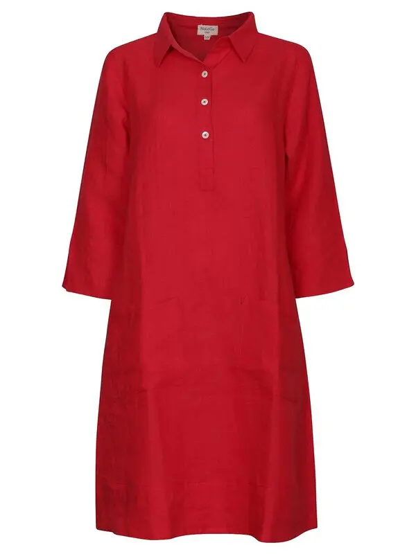 NOLOGO-CHIC Up Town Linen Shirt Dress - Red