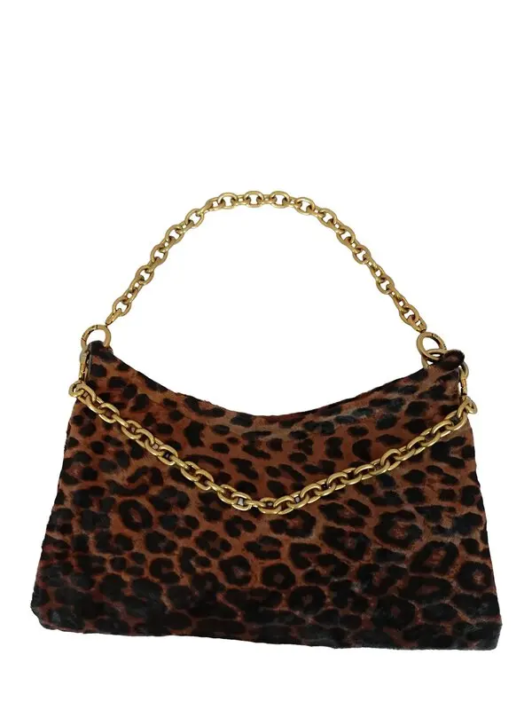 ROMER MILLINERY Brown / Orange / Black Morphy Moldable Scoop Bag In Leopard Print Hair Calf & Silk - Brown/orange/black