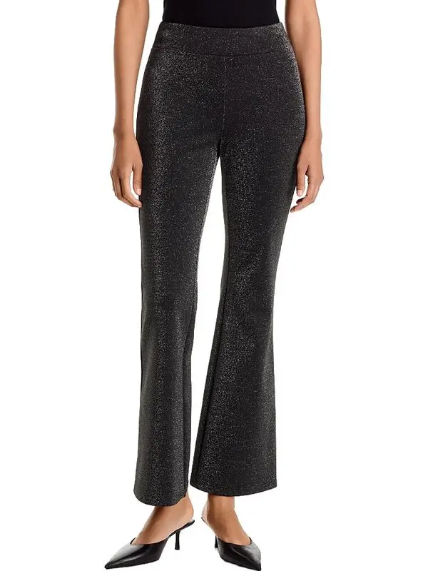T Tahari Pull On Metallic Kick Flare Pants - Black/silver