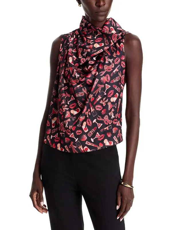 T Tahari Cowl Neck Sleeveless Blouse - Ruby Party