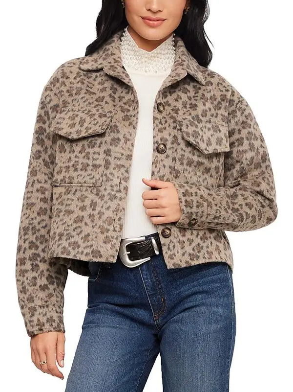Karen Kane Brushed Faux Fur Shirt Jacket - Leopard