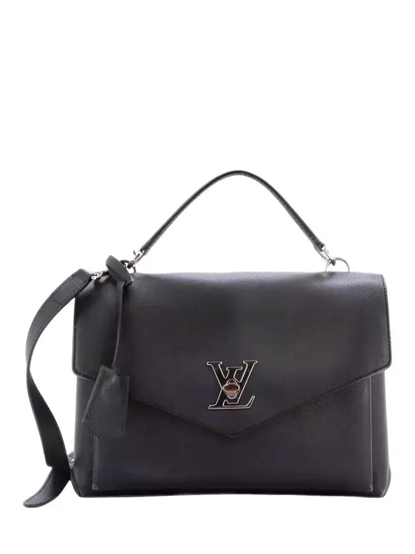 LOUIS VUITTON Mylockme Handbag Leather Satchel - Black
