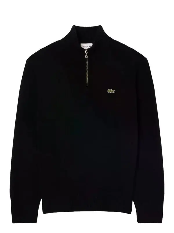 Lacoste Quarter-zip Knitted Sweater - Black