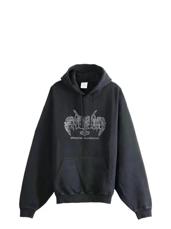 Vetements Antihate Graphic-print Drawstring Hoodie - Black