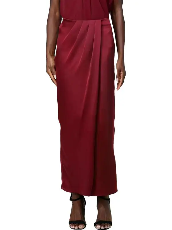 HANITA Pleated Maxi Skirt - Red