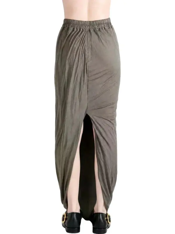 Rick Owens Drawstring-waist Rear-slit Maxi Skirt - Grey
