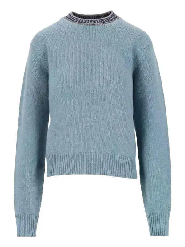 Versace Crewneck Wool & Cashmere Sweater - Blue