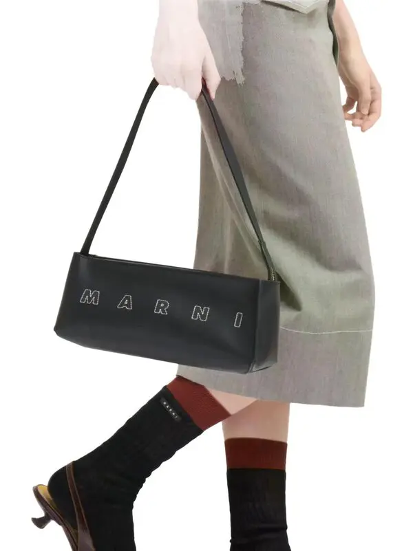Marni Museo Debossed-logo Shoulder Bag - Black
