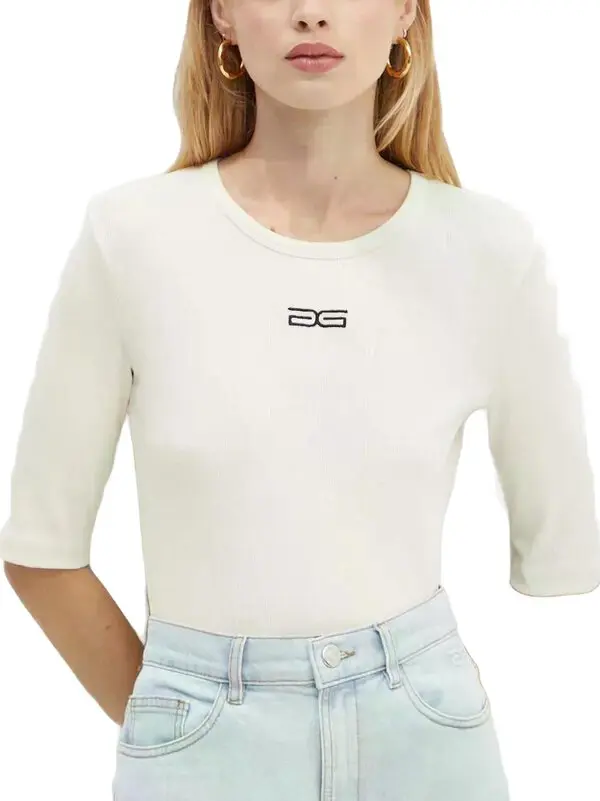 GESTUZ Embroidered-logo T-shirt - Neutrals