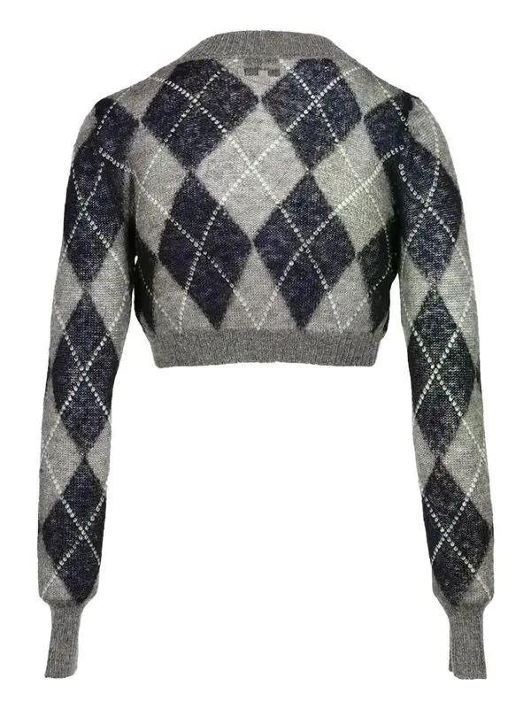 SHUSHU/TONG Argyle-knit Cropped Cardigan - Grey