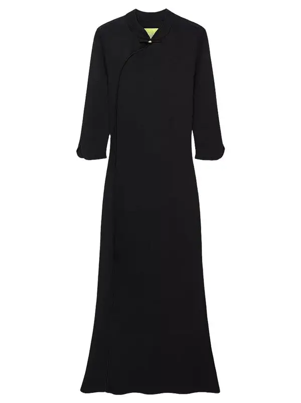Shanghai Tang Prosperity Frog-fastening Knitted Maxi Dress - Black