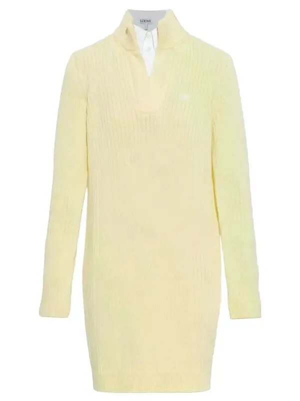 Loewe Ribbed-knit Layered-effect Mini Dress - Yellow