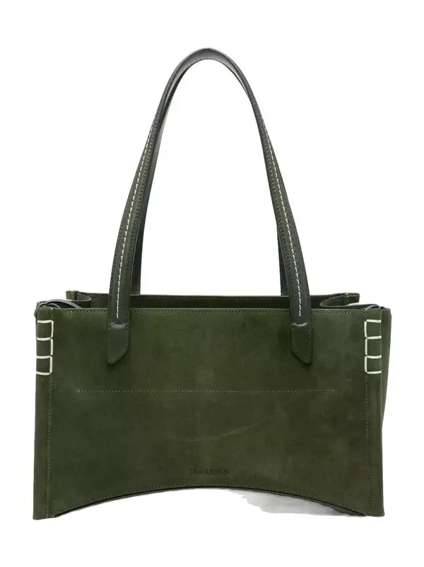 JW Anderson Elongated Loafer Cabas Contrast-stitch Panelled Tote Bag - Green