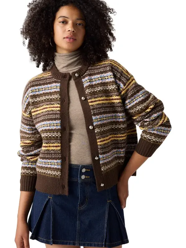 LEVI'S Charlotte Crewneck Cardigan - Lea Fairisle Java