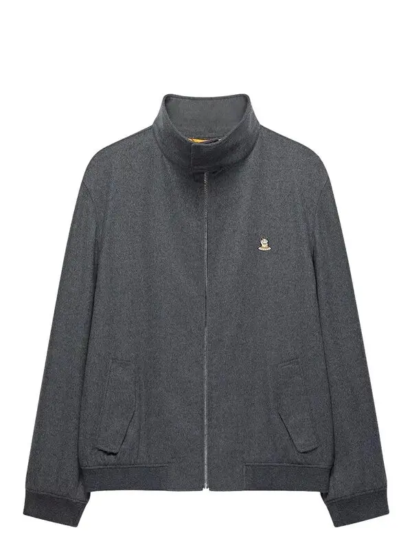 Shanghai Tang Meow Meow Chenman-patch Zipped Jacket - Grey