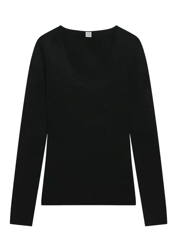 TOTEME Fine-knit Scoop-neck Top - Black