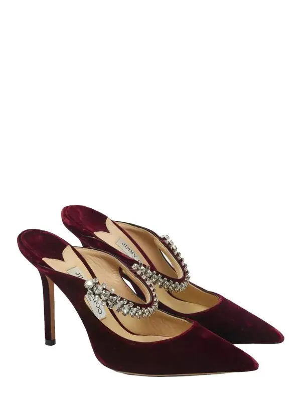 JIMMY CHOO Bing Crystal-embellished Velvet Heeled Mules - Red