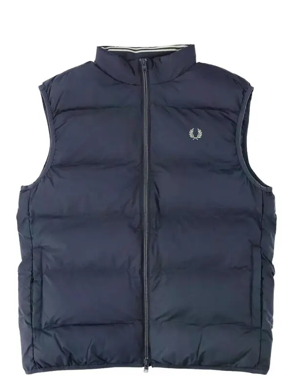 Fred Perry Quilted Logo-embroidered Gilet - Blue