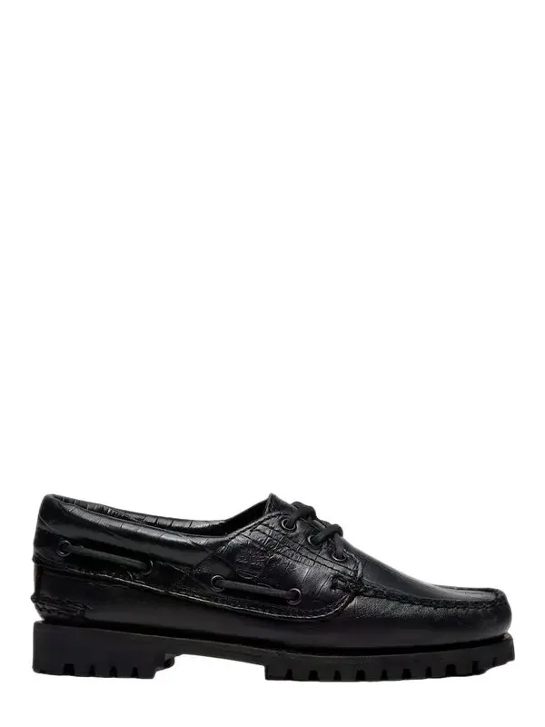 Timberland Authentic Croc-effect Leather Boat Shoes - Black