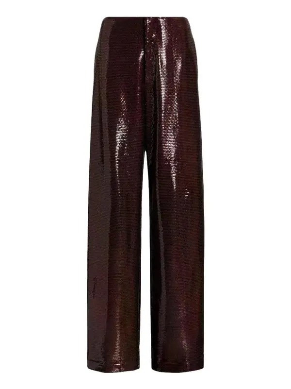 Alberta Ferretti Sparkling Night Sequin-embellished Wide-leg Trousers - Red