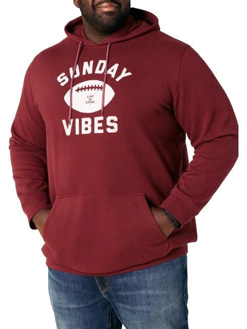 LIFE IS GOOD Big & Tall Sunday Vibes Hoodie - Maroon