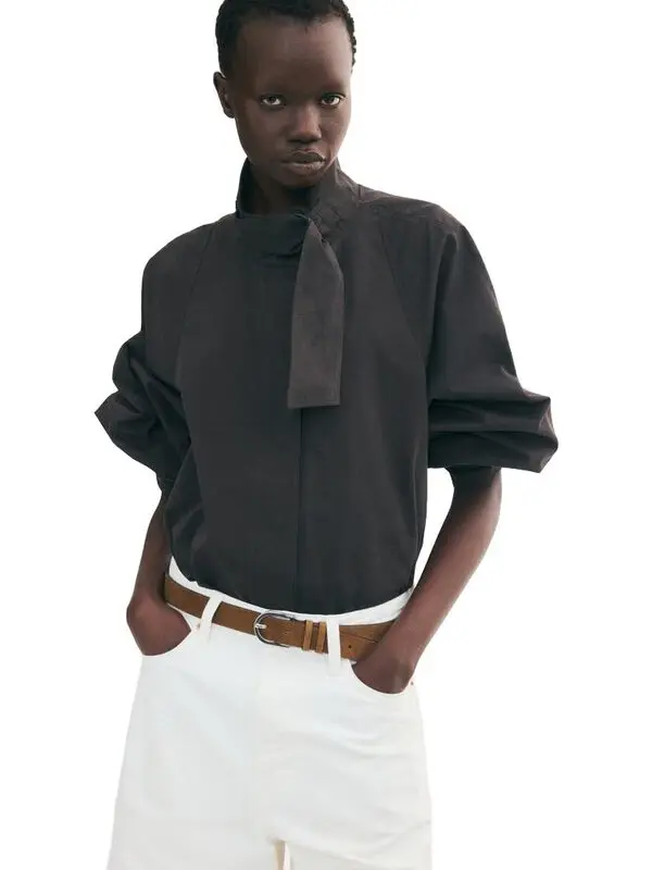 H&M Oversized Twill Jacket - Dark Brown