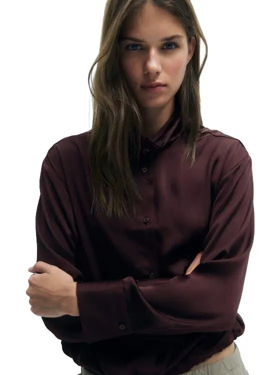 H&M Satin Shirt - Rust Brown