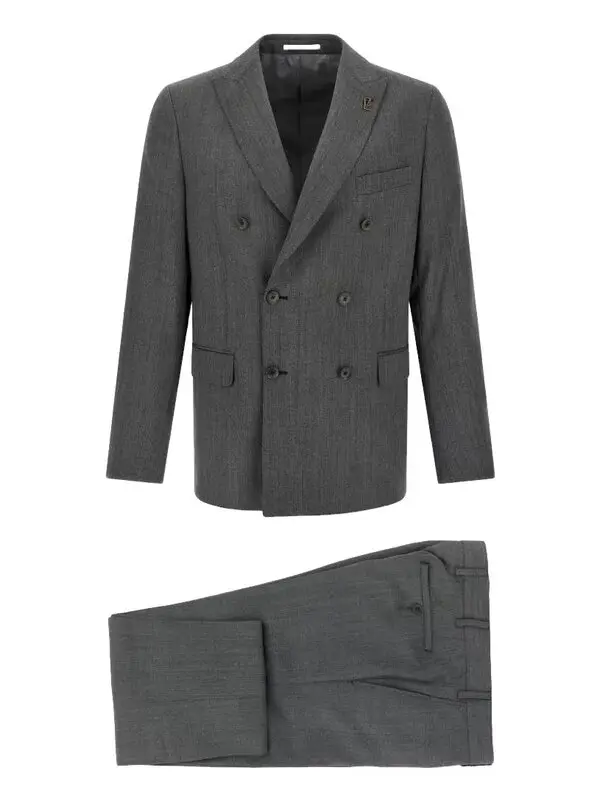 Pal Zileri Herringbone Double-breasted Suit - Grey