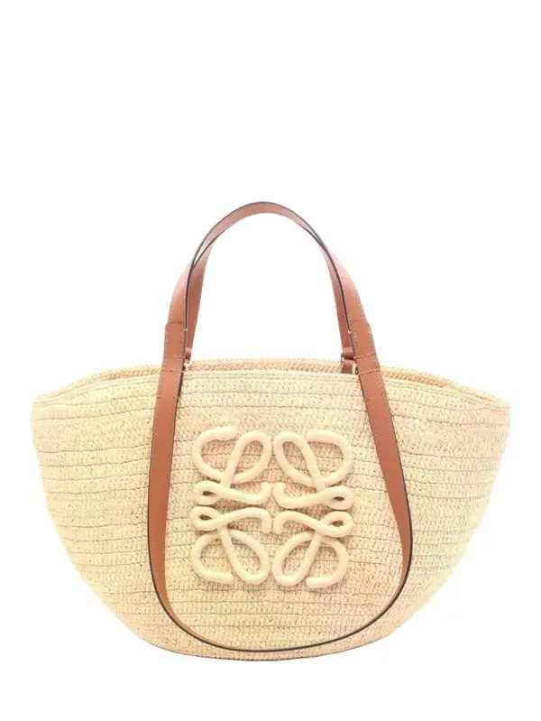 Loewe 2010-2026 Medium Raffia Eclipse Basket Tote Satchel - Neutrals