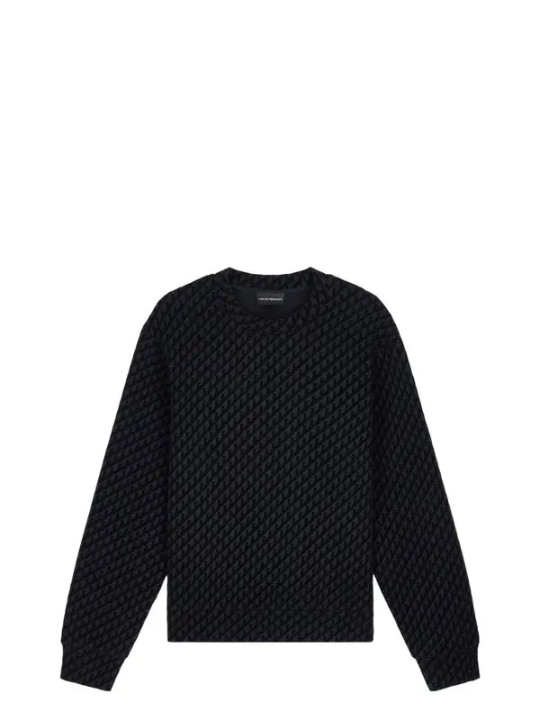 Emporio Armani Monogram-pattern Crew-neck Sweater - Black