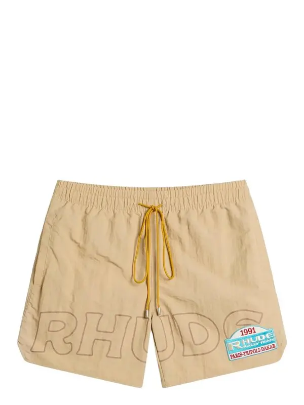 Rhude Tripoli Rally Team Logo Shorts - Tan