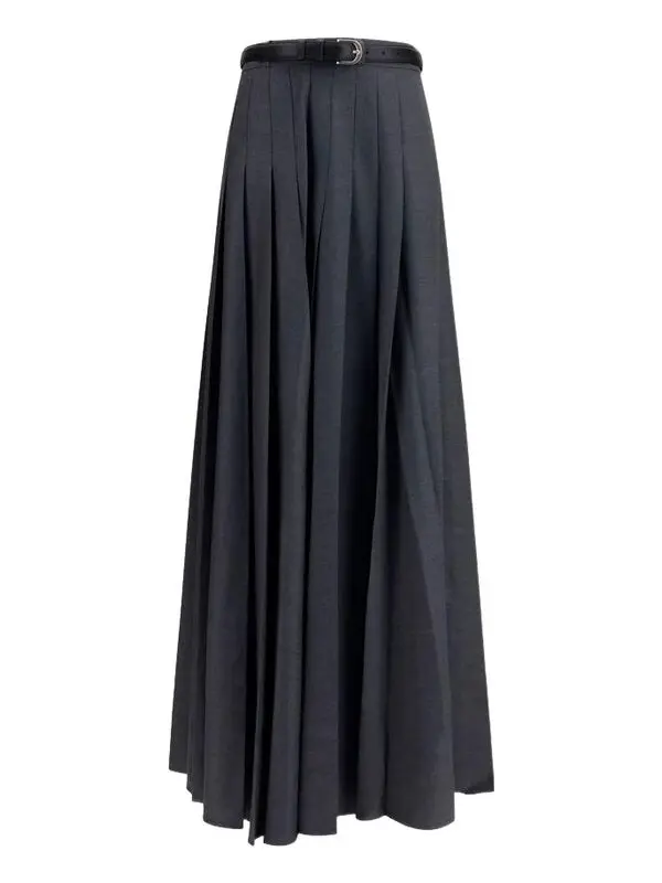 SELF-PORTRAIT Pleated Maxi Skirt - Grey