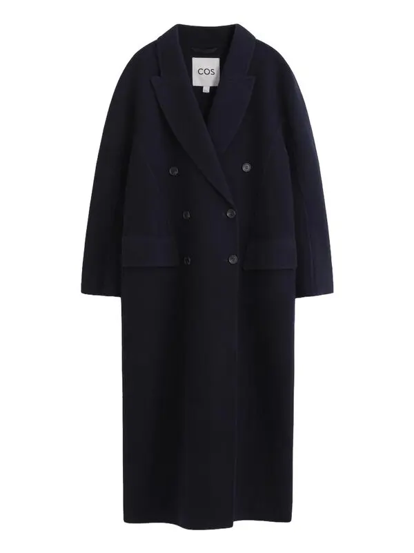 Cos Tailored Double-faced Wool Long Coat - Navy