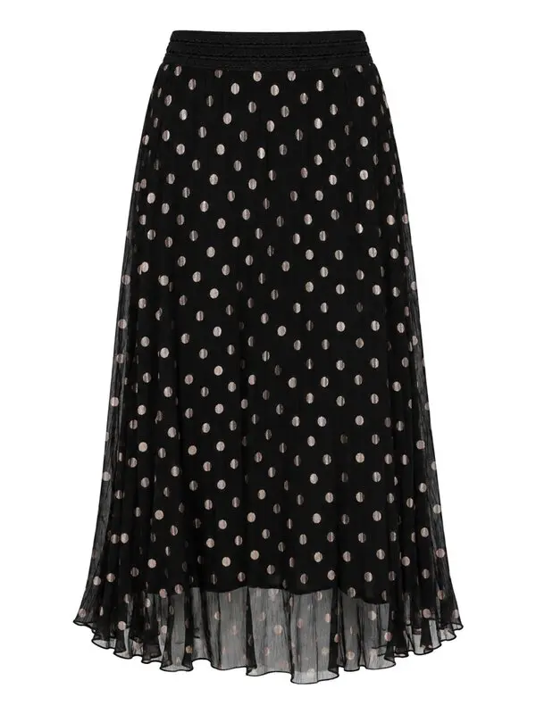 TRAFFIC PEOPLE Many Moons Metallic Polka Dot Hera Pleated Maxi Skirt - Black