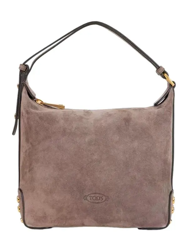 TOD'S Metal Dots Mini Bag In Suede - Grey