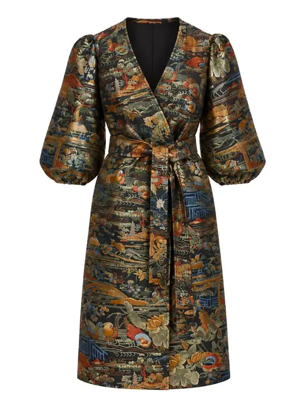 TRAFFIC PEOPLE Farewell Fools Multicolour Embroidered Duster Wrap Coat - Black