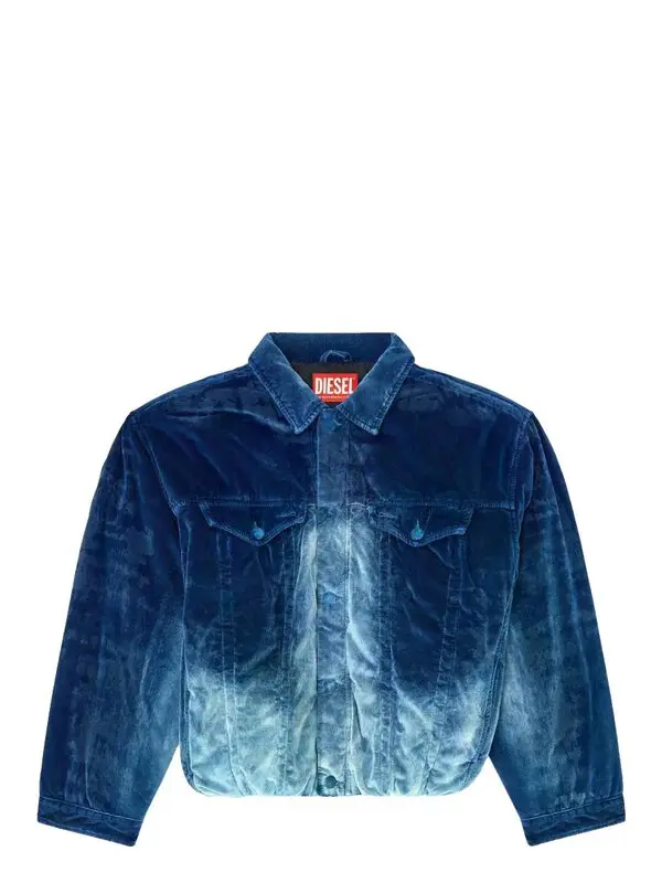 DIESEL® Elasticated Trucker Jacket In Velvet Denim - Blue