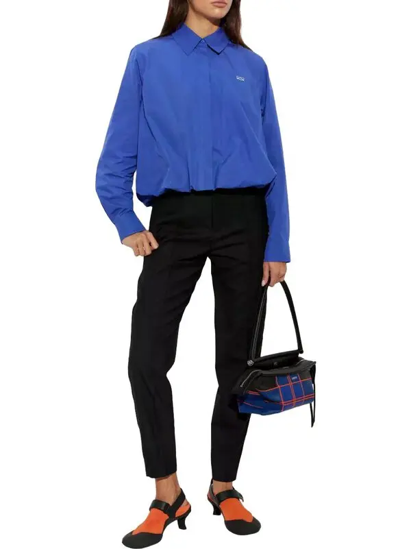 Loewe Anagram-embroidered Cropped Shirt - Blue