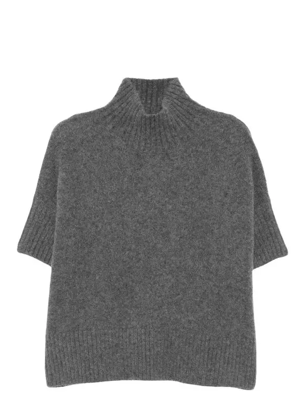 Kristensen Du Nord Ribbed-trim Short-sleeve Sweater - Grey