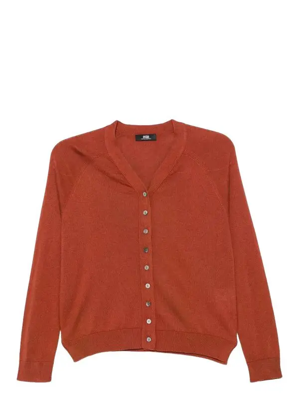 Alpha Studio Button-up V-neck Cardigan - Brown