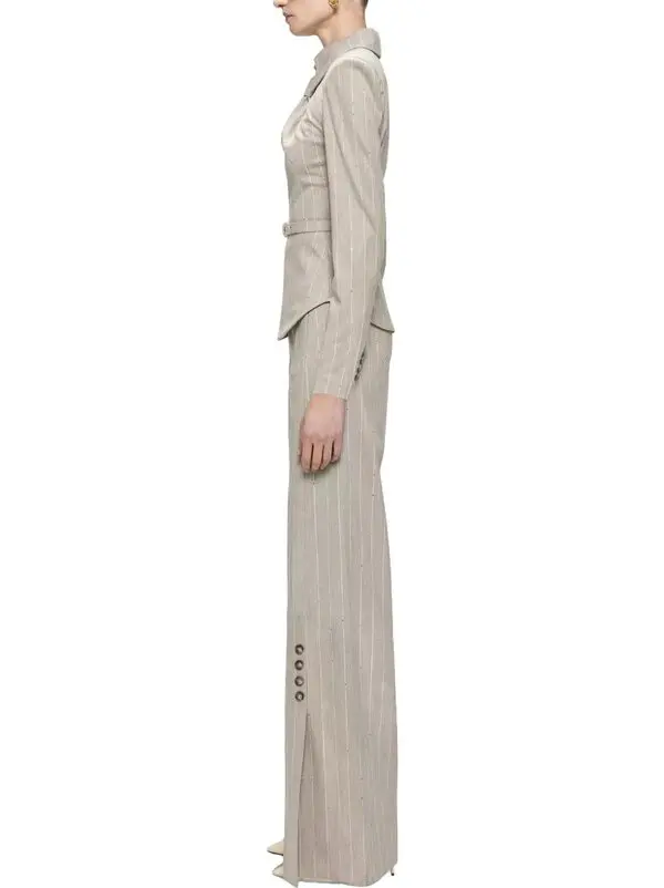 NISSA Pinstripe Wide-leg Trousers - Grey