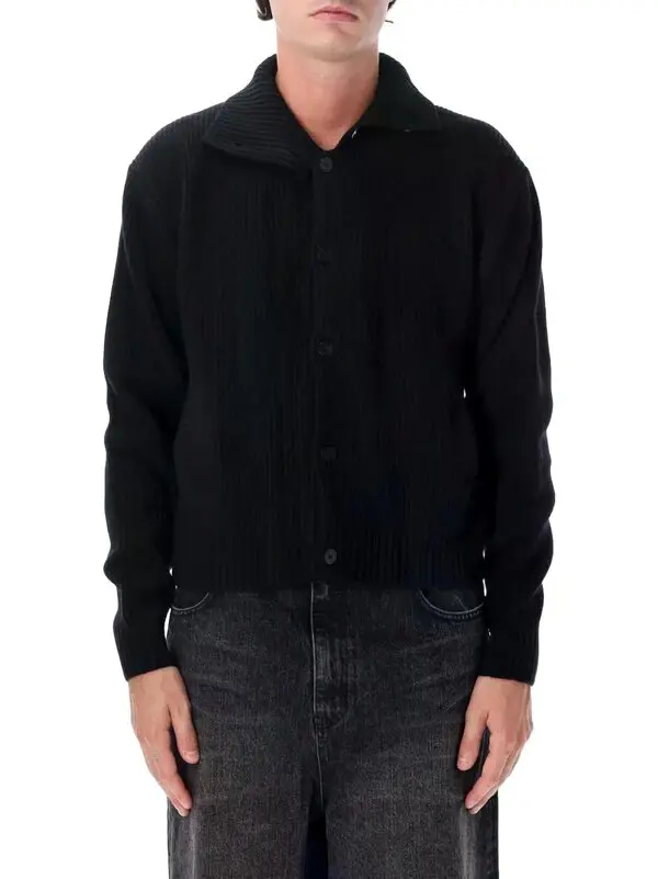 TONYWACK Ribbed-knit High-neck Jacket - Black